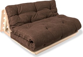 Marior Home Rozkládací futonové křeslo / pohovka Layti - 140 cm / Hnědá / Přírodní buk olejovaný