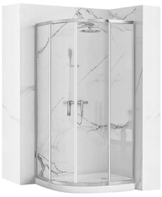 Čtvrtkruhový sprchový kout REA LOOK 80x80 cm, chrom + sprchová vanička Look bílá