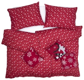 SCANquilt povlečení JERSEY vločky červenobílá 140 x 200/70 x 90 cm