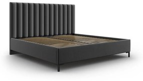 Tmavě šedá čalouněná dvoulůžková postel s úložným prostorem s roštem 140x200 cm Casey – Mazzini Beds