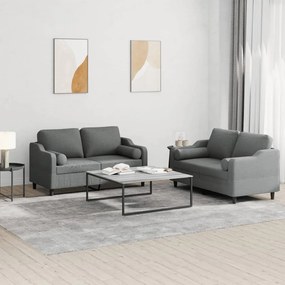 2dílná sedací souprava s polštáři tmavě šedá textil 3201819