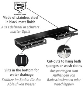 Černá samodržící koupelnová polička z nerezové oceli Altarella – Wenko