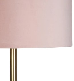 Romantická stojací lampa mosaz s růžovým odstínem 40 cm - Simplo