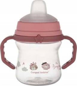 CANPOL babies Hrneček se silikonovým pítkem FirstCup BONJOUR PARIS 150ml růžový