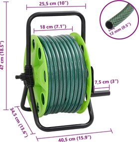 Volně stojící zelený hadicový naviják s 30m hadicí PVC 3281515