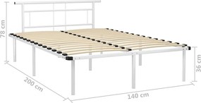 Rám postele bílý kov 140 x 200 cm 324830