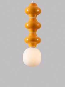 Bílé/oranžové keramické závěsné svítidlo se skleněným stínidlem ø 18 cm Clio – Nova Luce