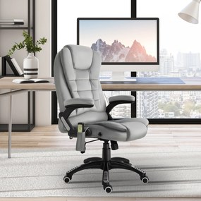 Masážní kancelářské křeslo Vinsetto ergonomické výškově nastavitelné s PU kolečky v šedé barvě pro pohodlnou práci a relaxaci | Aosom.de