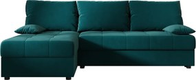 Rozkládací oboustranná sedací souprava do L VENORIA SLIM 200x143 cm, petrolejová + 2 polštářky ZDARMA