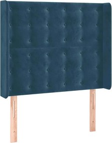 Čelo postele s LED tmavě modré 103 x 16 x 118/128 cm textil 3124528