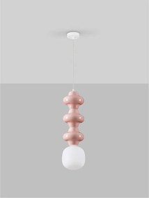 Bílé/světle růžové keramické závěsné svítidlo se skleněným stínidlem ø 18 cm Clio – Nova Luce