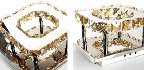 Toolight - Křišťálová hranatá stropní lampa Glamour 8W, teplé světlo, APP405-C, chromová, OSW-65003
