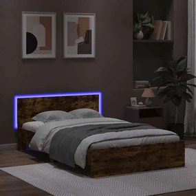 Rám postele s čelem a LED osvětlením kouřový dub 120 x 200 cm 3207620