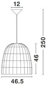 Nova Luce Závěsné svítidlo DESTIN železo a ratan, šedá barva E27 1x12W