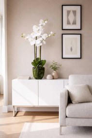 Umělá orchidej ORCHIDELIS, plast, výška 87 cm, bílá