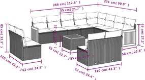 13dílný zahradní sedací souprava s poduškami černý polyratan 3260558