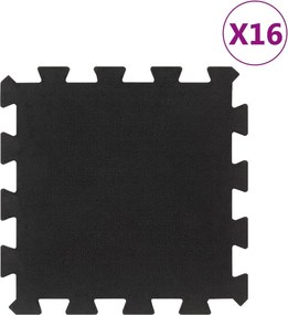 Gumové podlahové dlaždice 16 ks černé 16 mm 30 x 30 cm 155671
