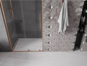 Mexen Velar L, posuvné sprchové dveře do otvoru 90 cm, 8mm čiré sklo, měděná matná, 871-090-003-01-65