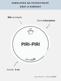 Samolepka na kořenky PIRI-PIRI bílá 5 cm tučné písmo