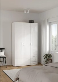 Šatní skříň Sid 115,8 x 49,5 x 200,4 cm, bílá / bílý lesk