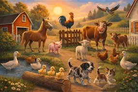 TREFL Puzzle Přátelé z venkova / 100 dílků / 41 x 27,5 cm