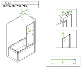 BPS-koupelny Jednodílná vanová zástěna HYD-PR03 70x140 černá/transparent