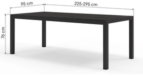 Rozkládací zahradní stůl ORRIOS 225/295 cm černý