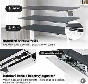 Elektrický stůl s nastavitelnou výškou ergonomický bílo-antracitový,1400x700 mm: ARIA
