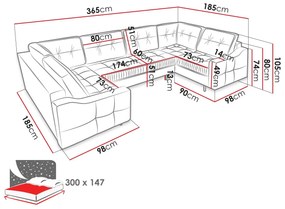 Sedačka do U na každodenní spaní LAREDO - zelená