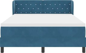 Postel s boxspringem s čelo Tmavě moddrá 160 x 200 cm samet 3340344