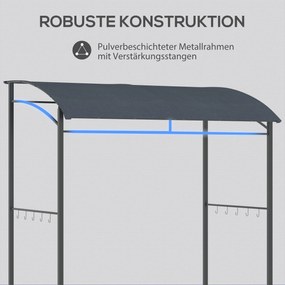 Outsunny altán na grilování stříška na grilování UV odolná voděodolná s háčky ocelový rám polyester šedá 215 x 150 x 174/220 cm pro zahradu a terasu …