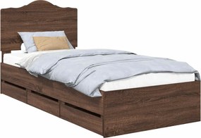 Rám postele se zásuvkou Hnědý dub 90 x 190 cm Inženýrské dřevo 3413463