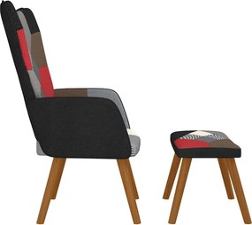 Relaxační křeslo se stoličkou patchwork textil 328196