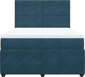 Box spring postel s matrací modrá 160 x 200 cm samet 3294680