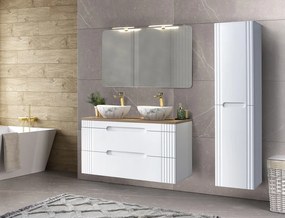 Koupelnová sestava Fiji s umyvadly, skříňkami a zrcadlem 120 cm bílá/dub coast evoke