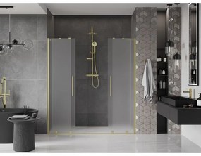 Mexen Velar Duo, posuvné sprchové dveře do otvoru 170 cm, 8mm sklo námraza, zlatá matná, 871-170-000-32-55