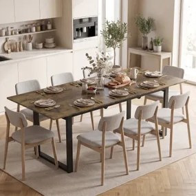 HOMCOM Rozkládací jídelní stůl 140-180 cm pro 6-8 osob, obdélníkový v industriálním designu s ocelovým rámem, optika tygřího dřeva