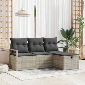 Set pohovek 4 ks 4-Počet míst Světle šedá polyratan 3359151