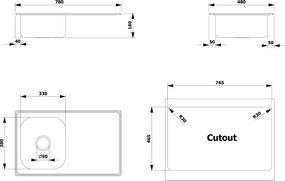 Aqualine kuchyňský dřez 78 x 18 x 48 cm nerez AQ7848B