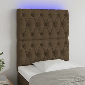 Čelo postele s LED tmavě hnědé 80x7x118/128 cm textil 3122737