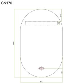 Mereo zrcadlo oválné 50 x 80 cm s LED osvětlením černý rám CN170