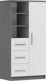IDZ Knihovna SMYK II 3S1D 05, 80 cm Bílá/Grafit