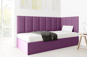 Eka Čalouněná postel Lucy s čalouněnými panely ZDARMA - 90x200 cm Barva látky Trinity: Černá (Trinity 2316)