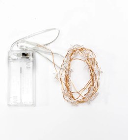 LED světýlka na baterie, hvězdičky, 2,3 m, teple bílá, 20 diod,  drátek, IP20 interiér, 2 × AA