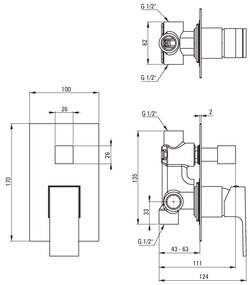 Deante Cascada Anemon Bis, podomítková sprchová sada, černá, NAC_N9MP