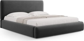 Tmavě šedá čalouněná dvoulůžková postel s úložným prostorem s roštem 140x200 cm Colonel – Cosmopolitan Design