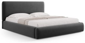 Tmavě šedá čalouněná dvoulůžková postel s úložným prostorem s roštem 200x200 cm Colonel – Cosmopolitan Design