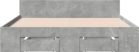 Rám postele se zásuvkami betonově šedý 140 x 200 cm kompozit 3280751