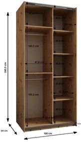 Dvoudveřová skříň SAMARA 1 - 100 cm, dub artisan / černá / černá