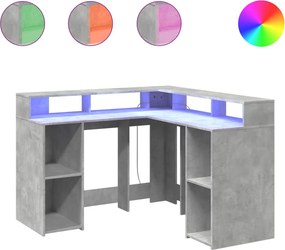 Psací stůl s LED betonově šedý 130x130x91 cm kompozitní dřevo 3309450